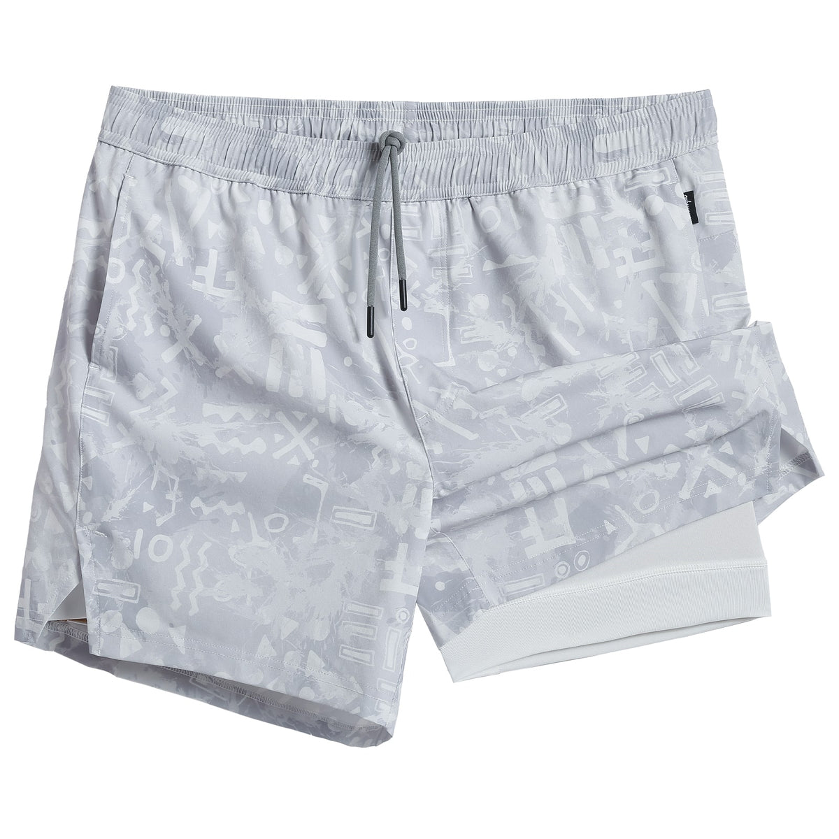 DripDoodle Short Lined Gym Shorts, White and Grey | Maamgic – maamgic