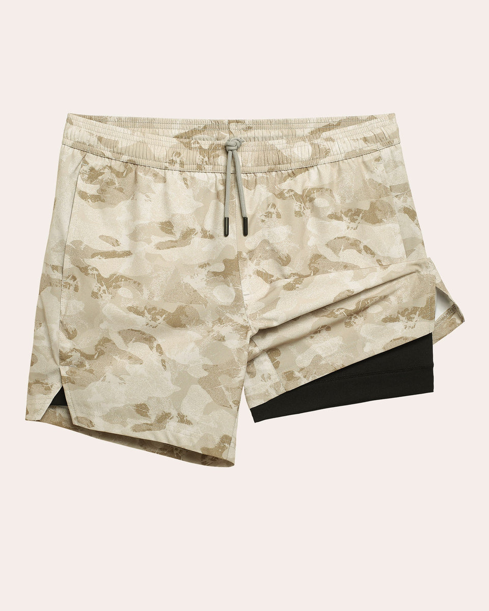 EcoVolt Desert Camo Gym Shorts, Breathable Black And Yellow | Maamgic