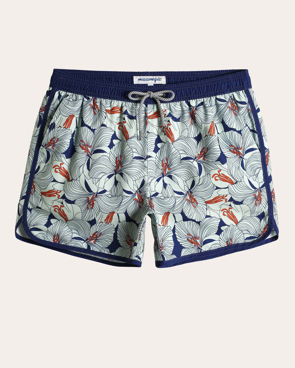 Men's FloraFever Blooming Flowers Swim Trunks, Ocean Blue | Maamgic