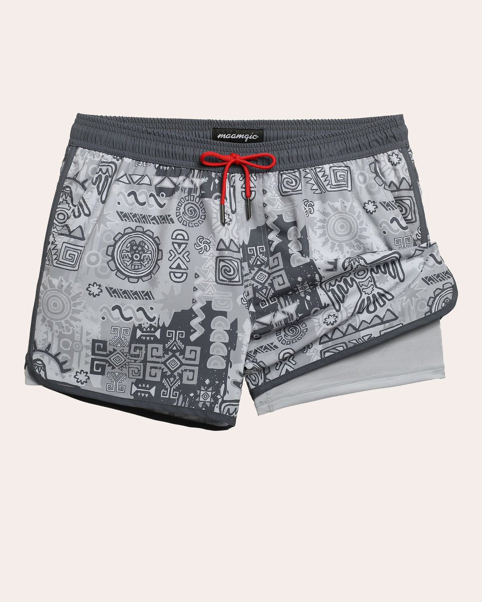 HeritageTide Metro Grid Breathable Swim Trunks,Black And Gray,| Maamgic