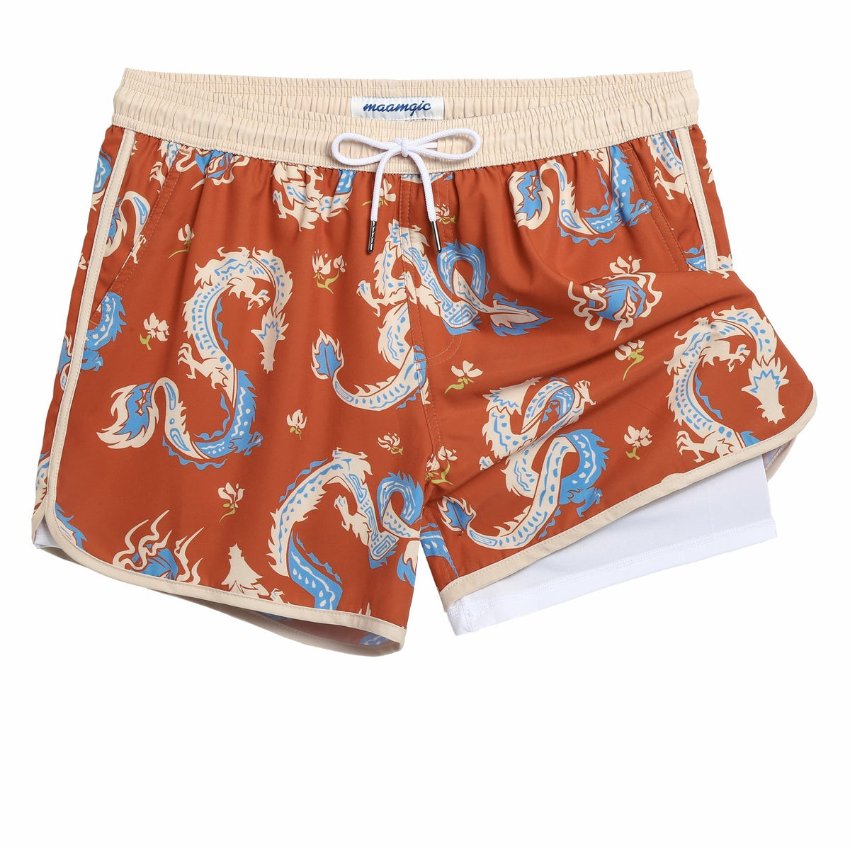 Lucky Fauna Chinese Dragon Swim Trunks, Red | Maamgic – maamgic