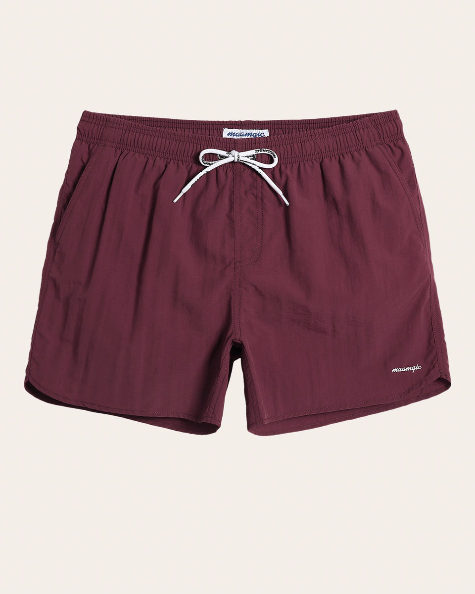 Ocean Spectrum Nylon Solid Color Swim Trunks, Wine | Maamgic – maamgic