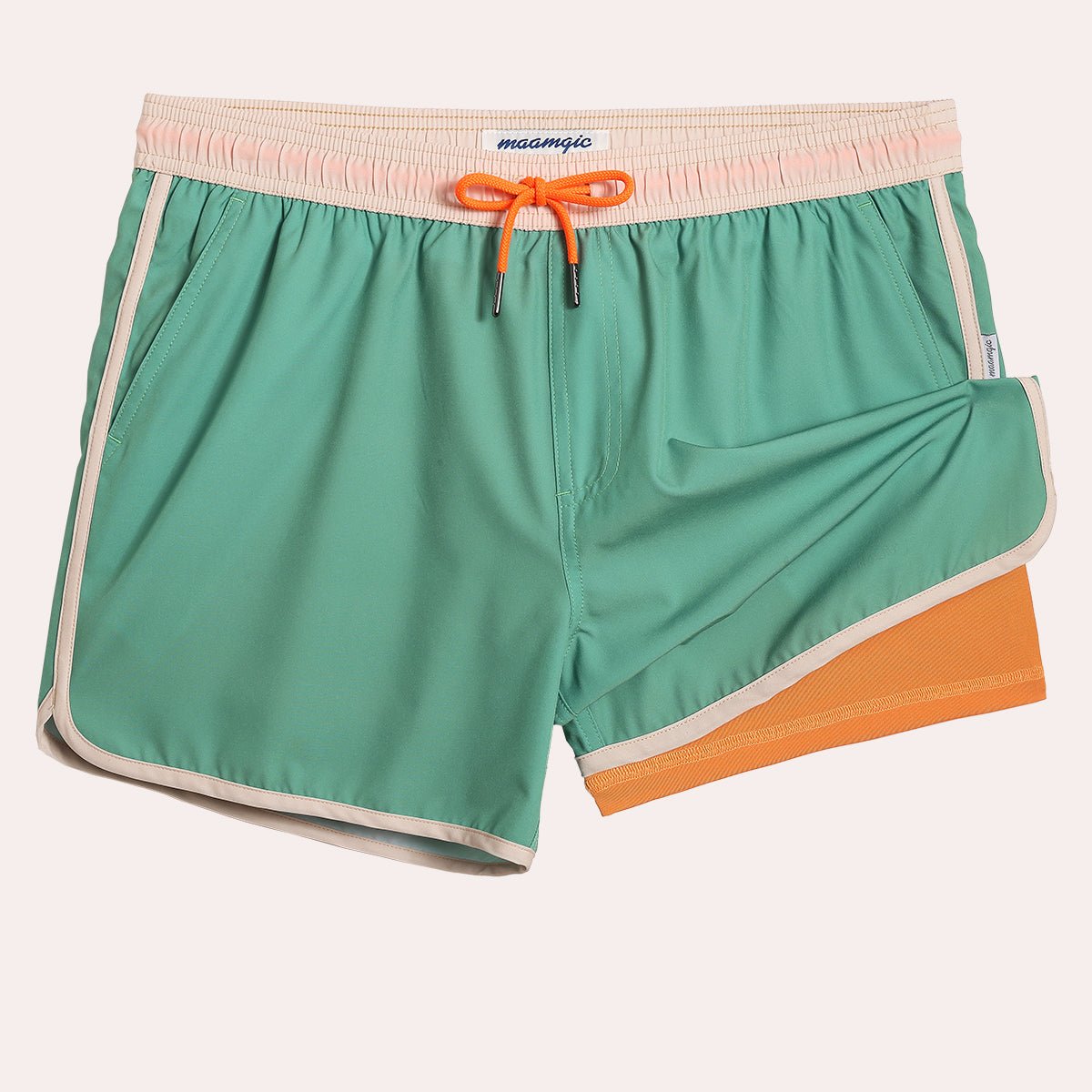 Retro 70s Swim Trunks, Green and Orange | Maamgic – maamgic