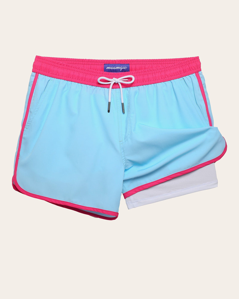 Retro 70s Comfy Swim Trunks,Blue And White | Maamgic