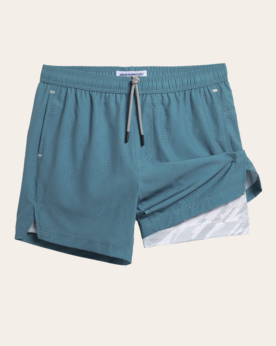 Twina Lake Loop Gym Shorts, Blue And White | Maamgic – maamgic