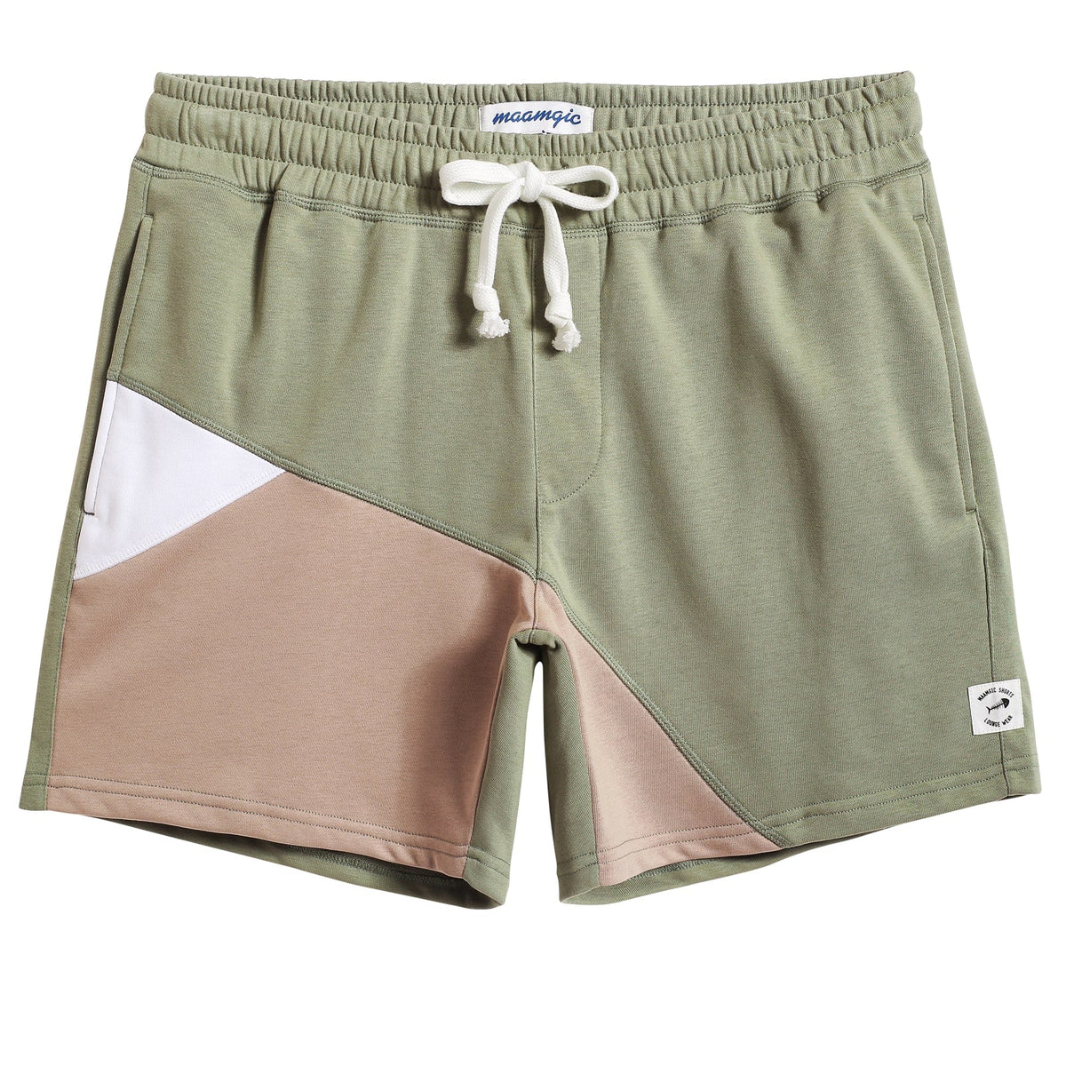 ClashKnit Color Blocks Casual Shorts, Green and Brown | Maamgic – maamgic